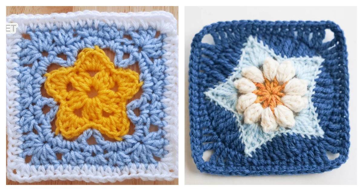30 Crochet Granny Square Star Patterns